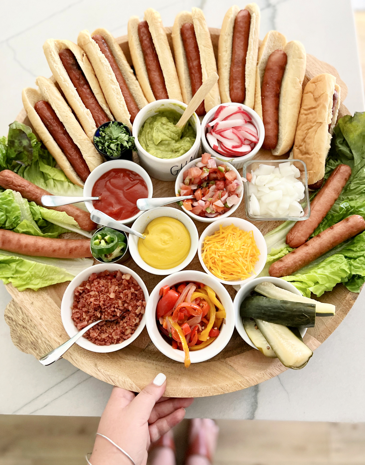 Make an Epic Hot Dog Board with Fixings, Including Keto Hot Dog Buns!